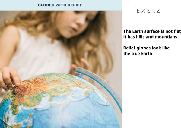 Exerz 32cm Relief Illuminated World Globe- Physical Map Day - Light Up ...
